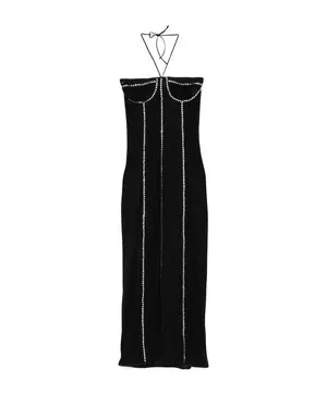 Oseree Gem Embellished Halterneck Midi Dress