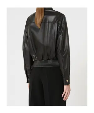 Max Mara Leather Button-fastening Jacket - Black