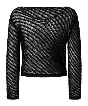 Pinko Open-knit Sweater With Logo And Cutouts