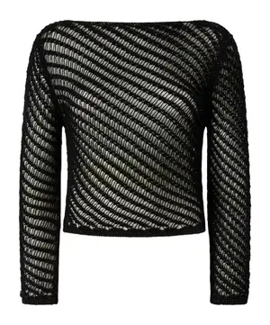 Pinko Open-knit Sweater With Logo And Cutouts