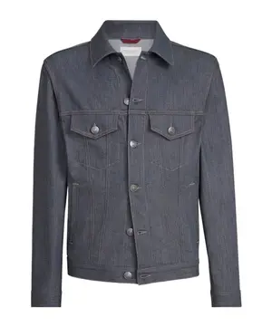 Brunello Cucinelli Denim Trucker Jacket - Medium Gray