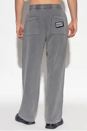 Versace Logo Patch Wide-leg Sweatpants