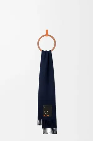 Loewe Scarf In Wool And Cashmere - Deep Navy