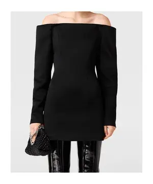Stella McCartney Off-shoulder Long-sleeve Mini Dress