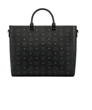 Mcm Diamond East-west Tote In Visetos Monogram Canvas - Black