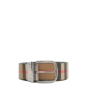 Burberry Burberry Checked Buckle Reversible Belt Gray