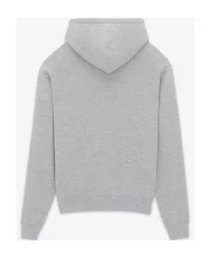 Saint Laurent Logo Embroidered Drawstring Hoodie - Gray