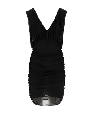 Saint Laurent Draped Sleeveless V-neck Mini Dress