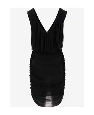 Saint Laurent Draped Sleeveless V-neck Mini Dress
