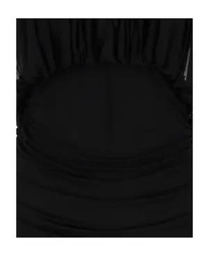Saint Laurent Draped Sleeveless V-neck Mini Dress