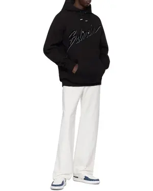 Balmain Flocked Logo Drawstring Hoodie