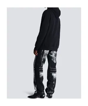 Balmain Flocked Logo Drawstring Hoodie