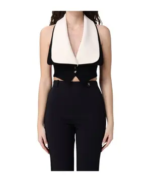 Elisabetta Franchi Cropped Shawl Collar Gilet