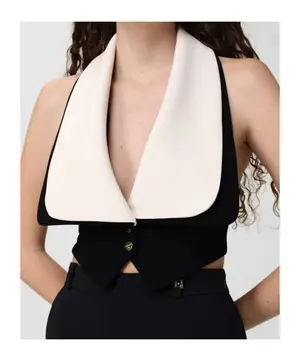 Elisabetta Franchi Cropped Shawl Collar Gilet