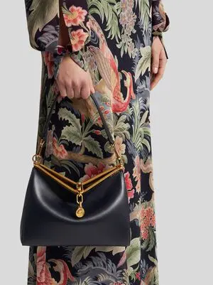 Etro Log Charm Medium Vela Shoulder Bag - Blue