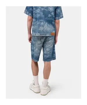 Amiri Tropical Print Denim Shorts - Harbor Indigo