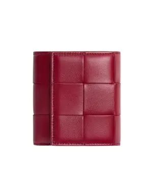 Bottega Veneta Cassette Tri-fold Wallet With Origami Coin Purse - Red