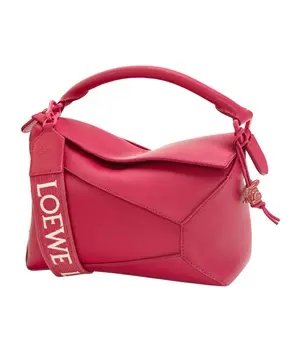 Loewe Small Puzzle Edge Bag In Satin Calfskin - Red