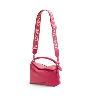 Loewe Small Puzzle Edge Bag In Satin Calfskin - Red