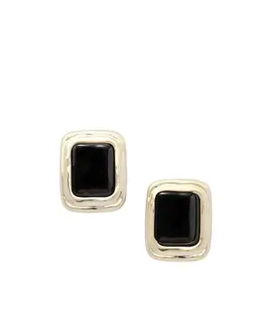 Saint Laurent Square Cabochon Enamel And Metal Earrings - Black