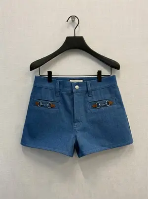 Gucci Horsebit Detail Denim Shorts - Blue