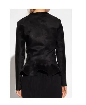 Alaïa Peplum Velvet Knit Cardigan