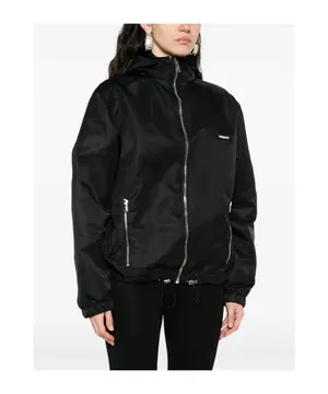Coperni Zip-front Hooded Jacket With Drawstring Hem - Black