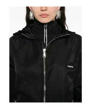 Coperni Zip-front Hooded Jacket With Drawstring Hem - Black