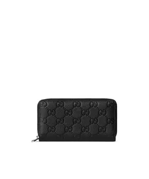 Gucci Imprint Zip Around Wallet - Black