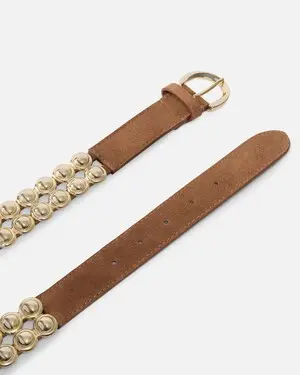 Pinko Love Stud Embellished Leather Belt