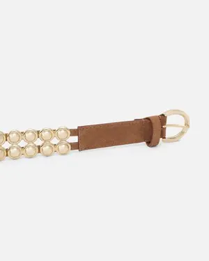 Pinko Love Stud Embellished Leather Belt