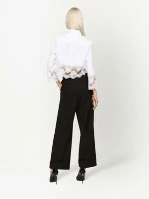 Dolce & Gabbana Lace Trim Cropped Poplin Shirt - No