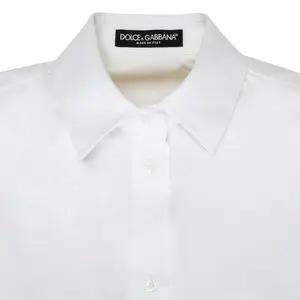 Dolce & Gabbana Lace Trim Cropped Poplin Shirt - No