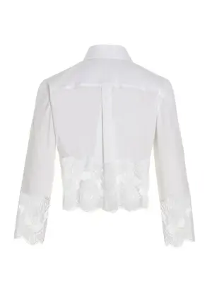 Dolce & Gabbana Lace Trim Cropped Poplin Shirt - No