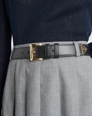 Prada Logo Plaque Square-buckle Belt - Black