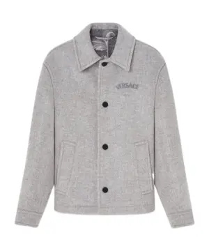 Versace Logo Embroidered Button-up Blouson Jacket