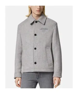 Versace Logo Embroidered Button-up Blouson Jacket