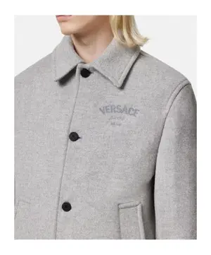 Versace Logo Embroidered Button-up Blouson Jacket
