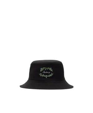 Burberry Embroidered Logo Bucket Hat - Coal
