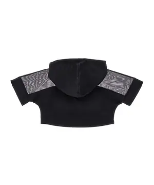 Monnalisa Sheer-trimmed Cropped T-shirt With Hood