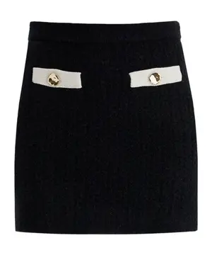 SELF-PORTRAIT Knitted Mini Skirt - Black