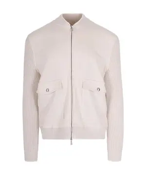 Eleventy Zipped Cardigan With Flap Pockets - White