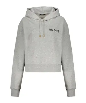Balmain Logo Cropped Hoodie