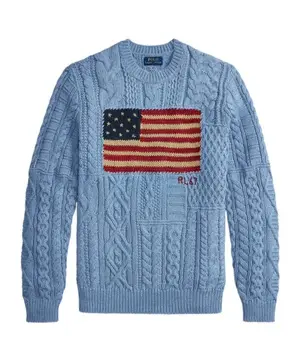 Polo Ralph Lauren Flag Motif Cable Knit Sweater