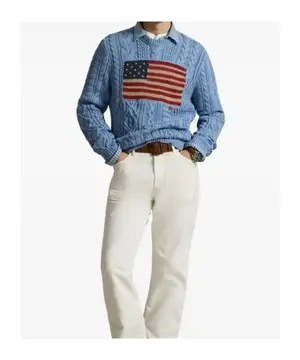 Polo Ralph Lauren Flag Motif Cable Knit Sweater
