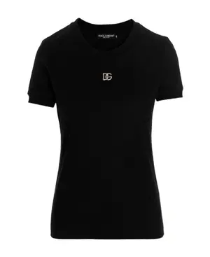 Dolce & Gabbana Logo Embellished Round Neck Top