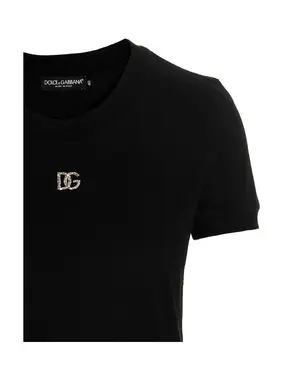 Dolce & Gabbana Logo Embellished Round Neck Top