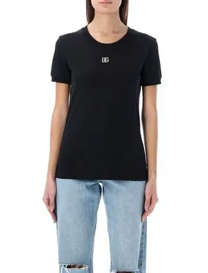 Dolce & Gabbana Logo Embellished Round Neck Top