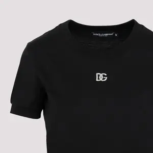 Dolce & Gabbana Logo Embellished Round Neck Top