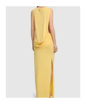 Jacquemus La Robe Peplo Longue Draped Long Dress